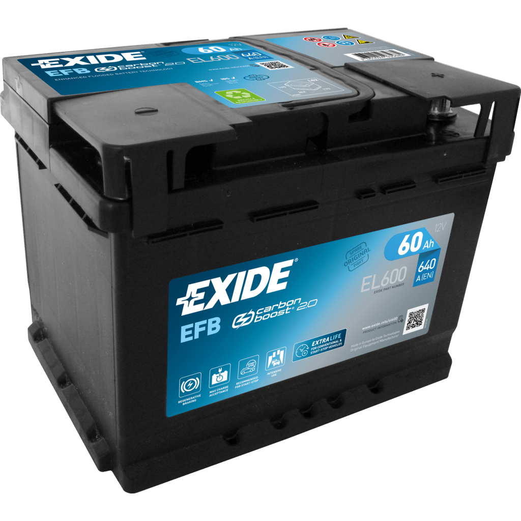 Batería Exide EL600 Efb. Tecnología EFB. 12V - 60Ah/640A (EN) Caja L2 ...
